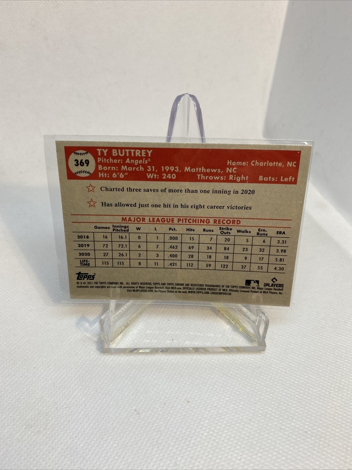 2021 TOPPS CHROME PLATINUM BLUE PRISM #369 TY BUTTREY ANAHEIM ANGELS | eBay