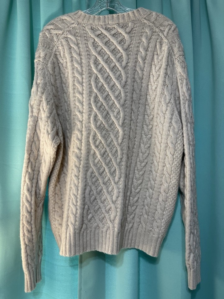Brooks Brothers Chunky Cable Knit Ivory Wool Made In USA Fisherman ...