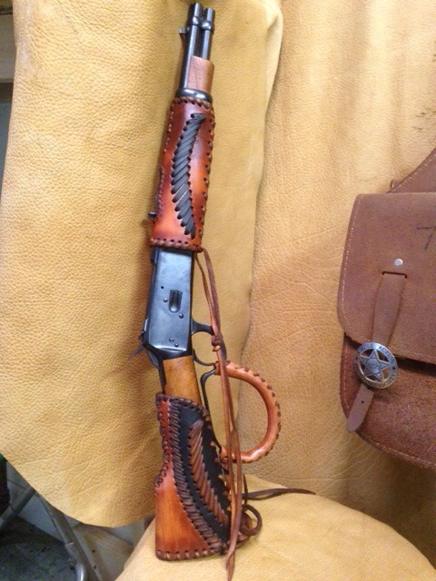 Leather Gunstock Cover Forearm Ranch Hand Mares Leg Holster Henry Rossi ...