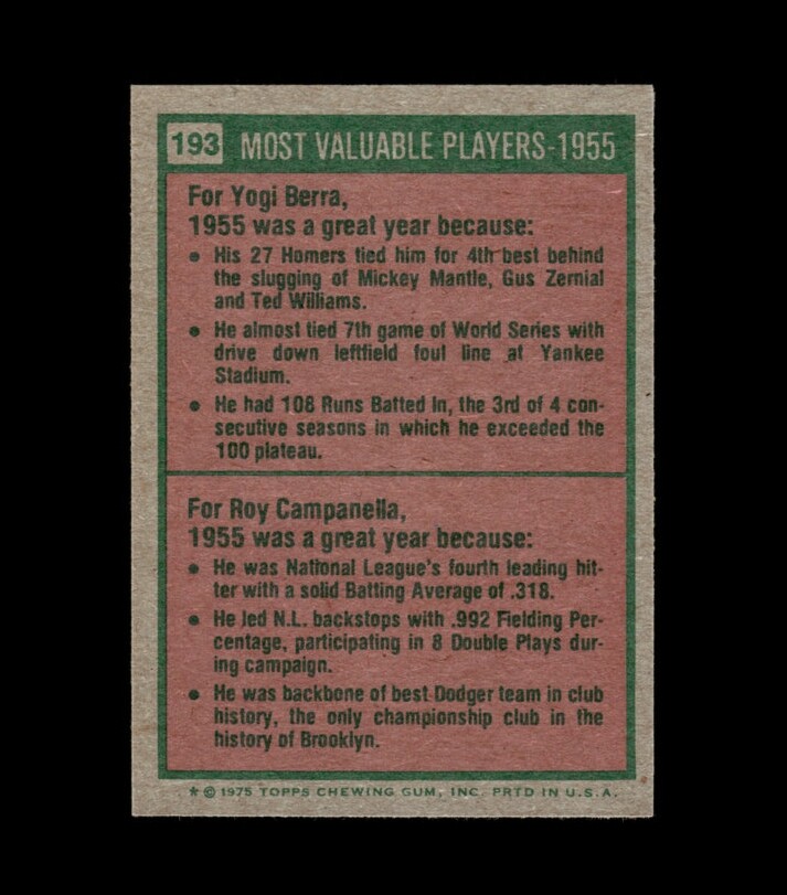 1975 Topps Mini Set-Break #193 1955 Mvp'S VG-VGEX *GMCARDS* | eBay