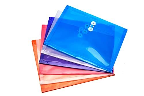 6Pcs Plastic Letter Size Envelopes File Folders with Button & String ...