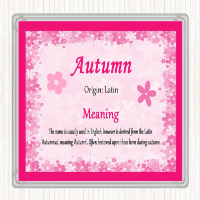 Autumn Name Meaning Drinks Mat Coaster Pink | eBay UK