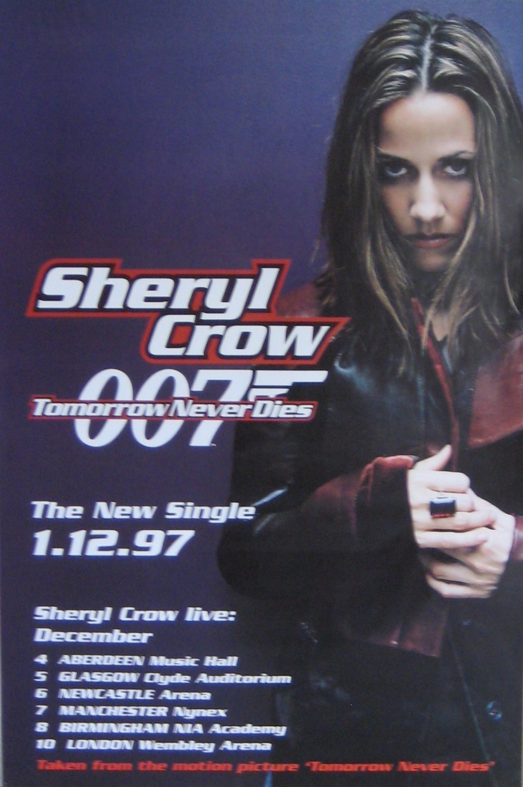 40x60" SUBWAY POSTER~Sheryl Crow 007 Tomorrow Never Dies 1997 James ...
