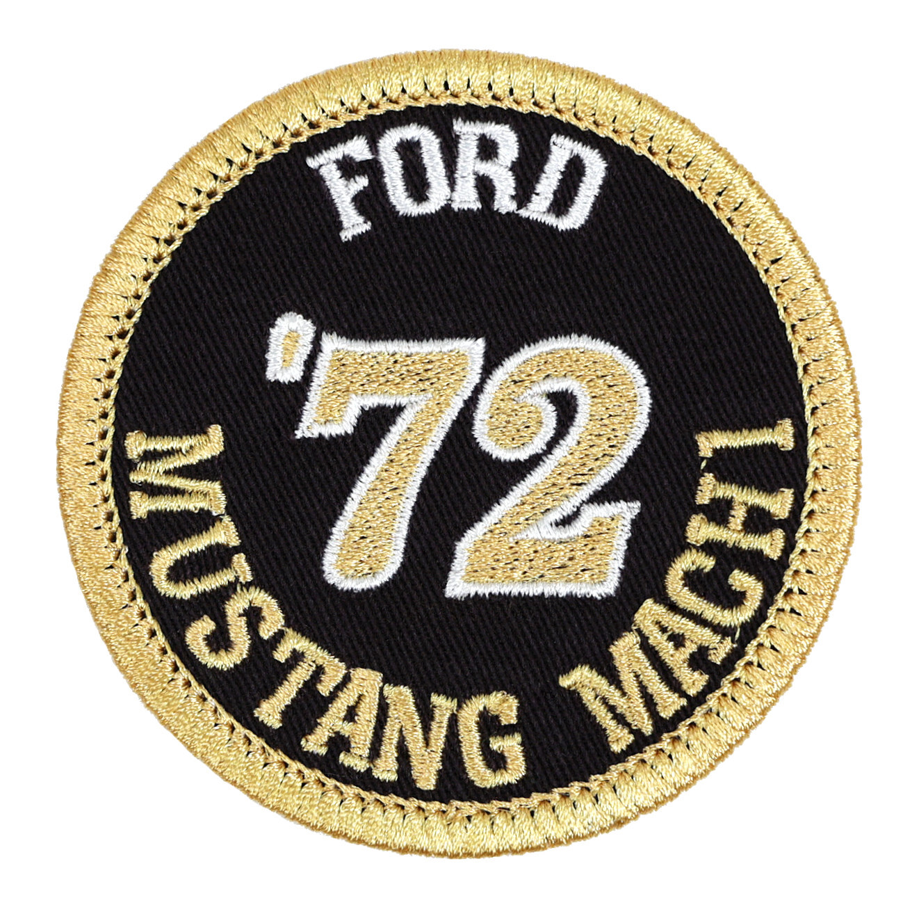 1972 Ford Mustang Mach 1 Embroidered Patch Black/Gold Iron-On Sew-On ...