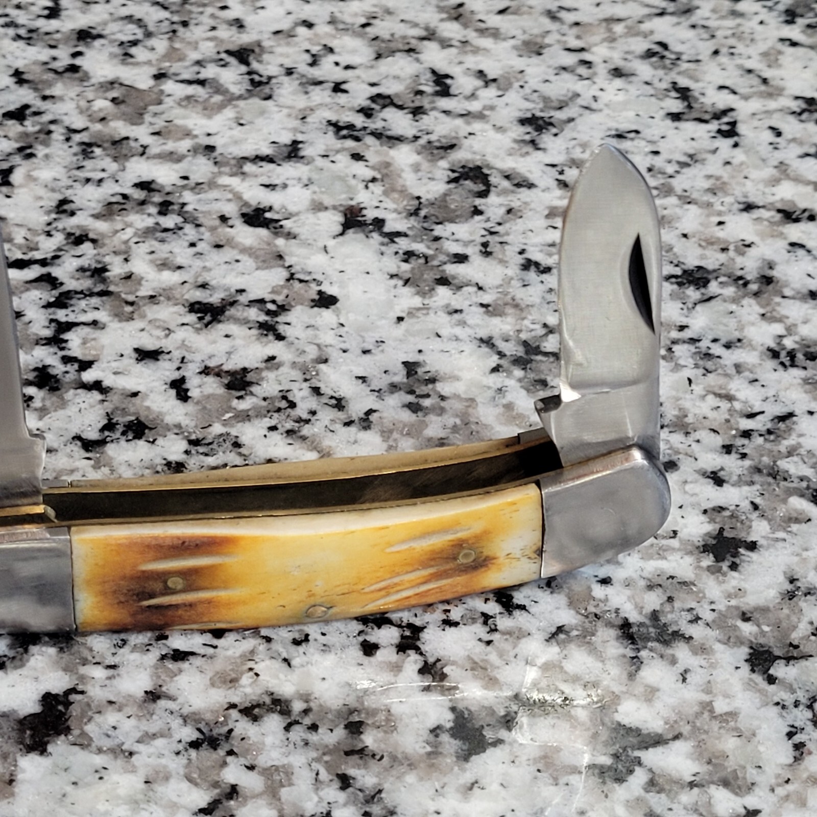 4" Hand Made Wild Turkey Solingen Steel Folding 3 Blade Stag Handle ...