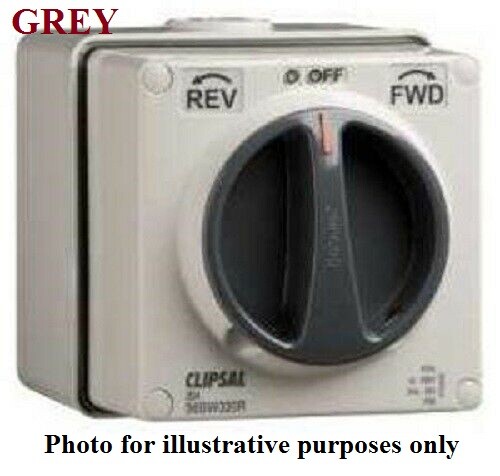 Clipsal INDUSTRIAL REVERSING & CHANGEOVER SWITCH 3-Pole 20A 500V Grey ...