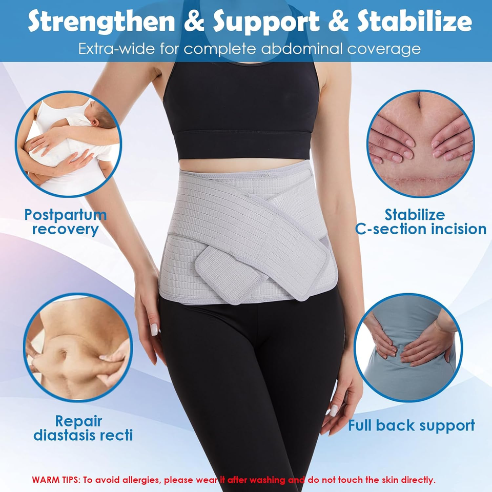 Postpartum Belly Band, Abdominal Binder Post Surgery Belly Wrap, C ...