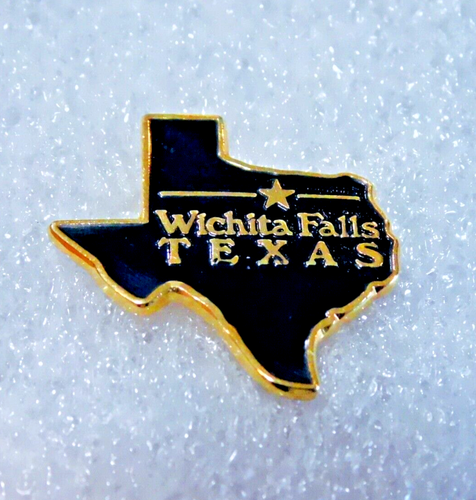 Wichita Falls, Texas State Shaped Tac Pin Black Enamel EUC Signed ...