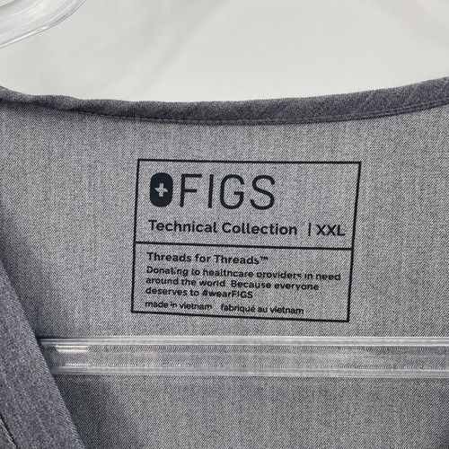 FIGS Womens Casma Three Pocket Scrub Top Size XXL Graphite Short Sleeve ...