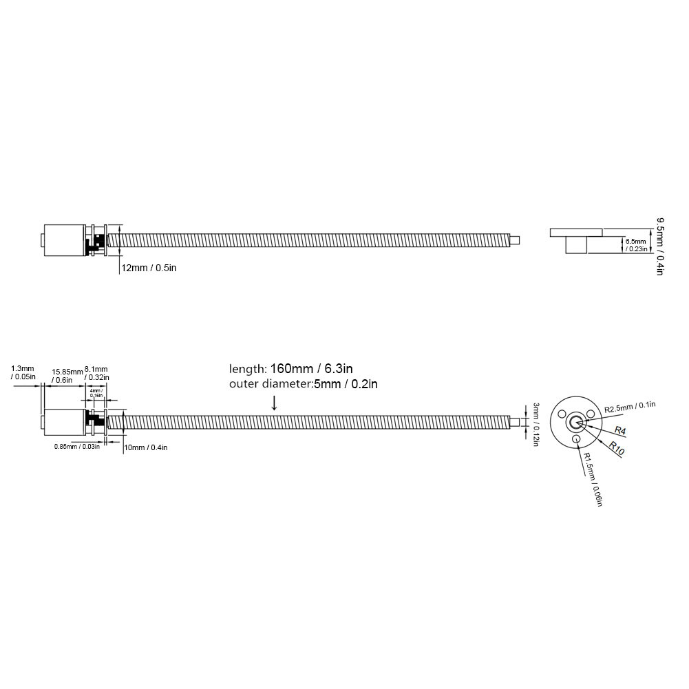 Gear Box Thread Reduction Motor Shaft Continuous Current T5x160mm N20 ...