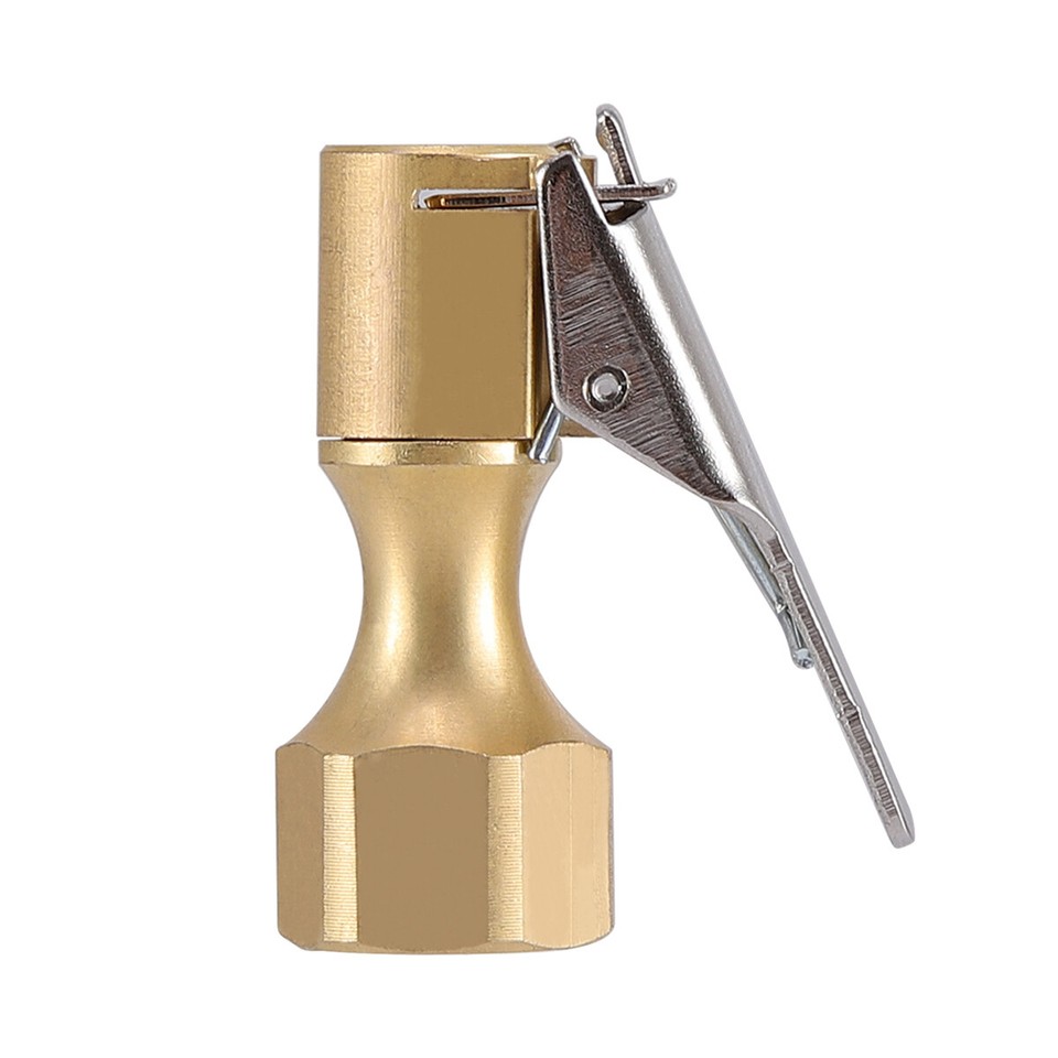 2 PCS Tire Inflatable Straight Brass Open Flow Air Chuck Lock-On Clip 1 ...