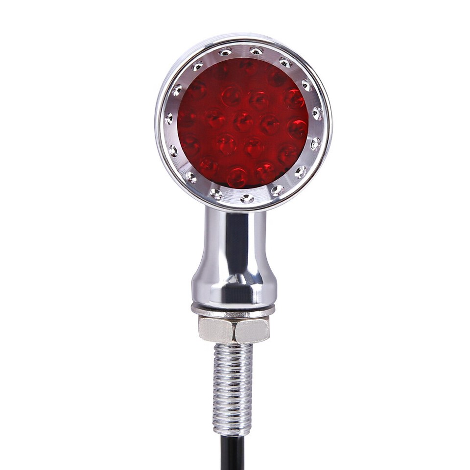 Universal Red 20 LED Chrome Motorcycle Running Turn Signal Tail Light ...