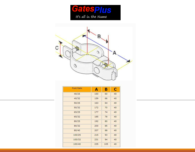 Chain fencing 2 Part Steel Gate Hinge for Posts 40NB Gates 32 NB or 48 ...