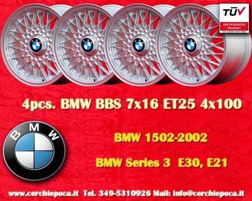 4 Cerchi BMW E30 E21 BBS style 7x16 ET25 4x100 Wheels Felgen Llantas ...