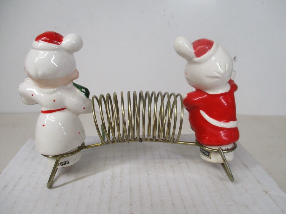 Vintage NAPCO Christmas Ceramic Santa & Mrs Claus NOEL S&P Set w Rare ...