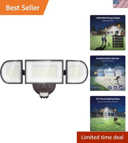 100W Motion Sensor LED Security Light, 9000LM Super Bright Flood Lights ...