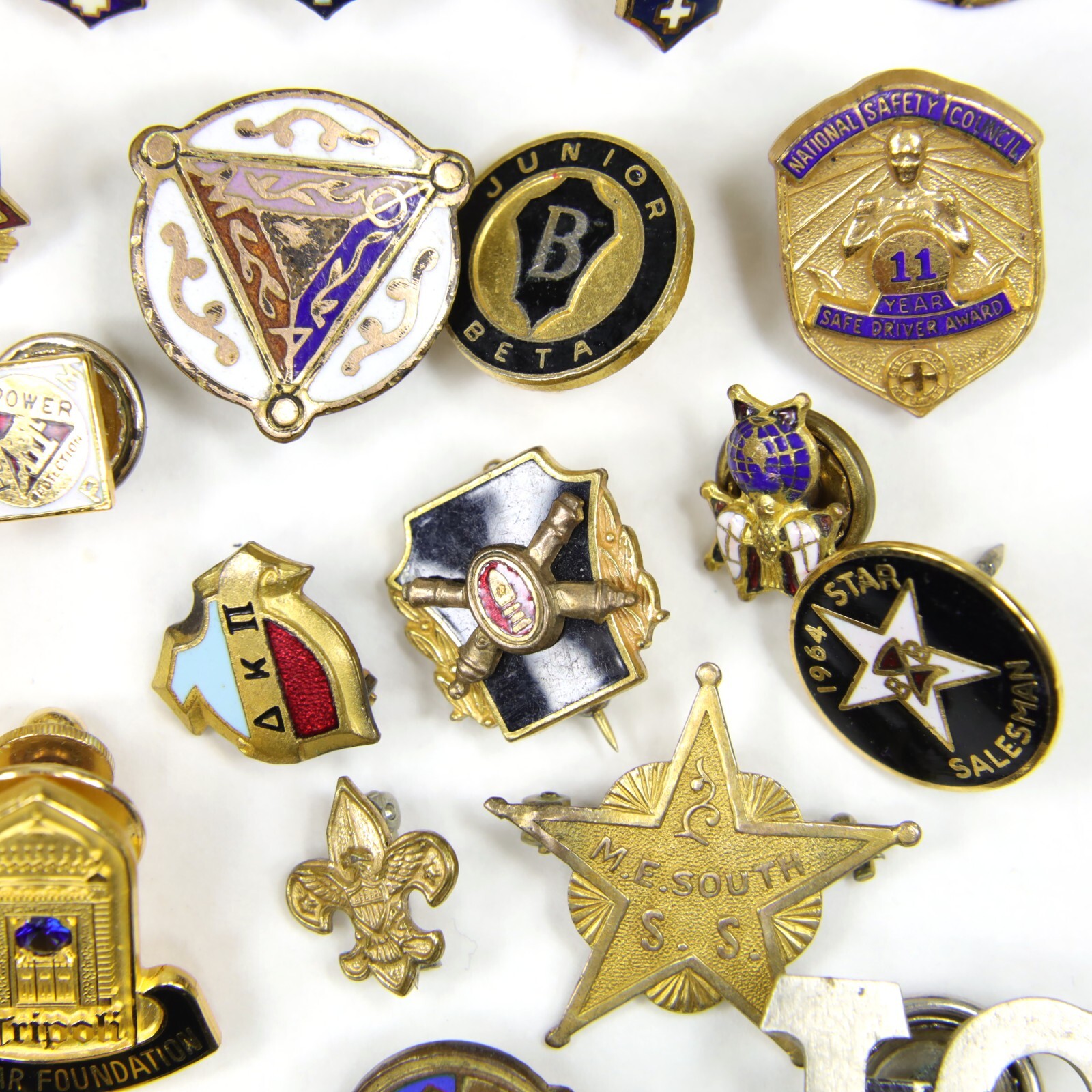 Large Lot of Vintage Service Award Fraternal Organization Lapel Pins ...