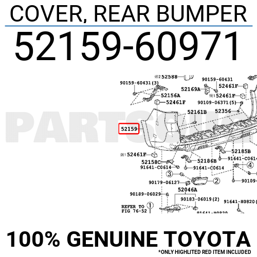 5215960971 Genuine Toyota COVER, REAR BUMPER 52159-60971 | eBay