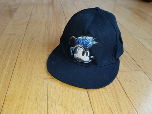 DISNEY PARKS Mohawk Mickey Mouse Youth HAT Cap Fitted Flat Bill EUC 12 ...
