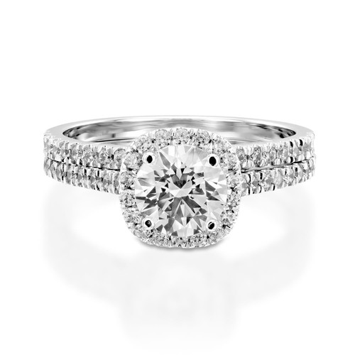 1.65 CT H/SI2 Shiny Round Cut Diamond Engagement Ring Set 14K White ...