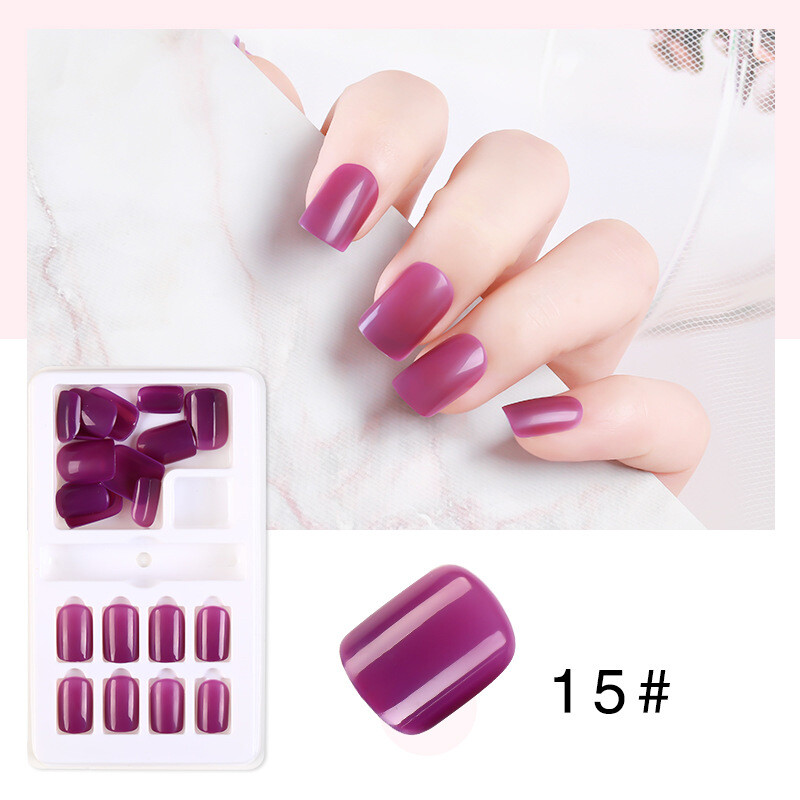 24 Medium/ Short False Nails French Manicure Fake Tips Press On Full ...
