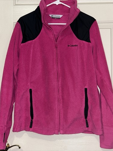 Columbia Jacket Women’s Medium Fleece Pink Coat Zip Up MISSING SIZE TAG ...