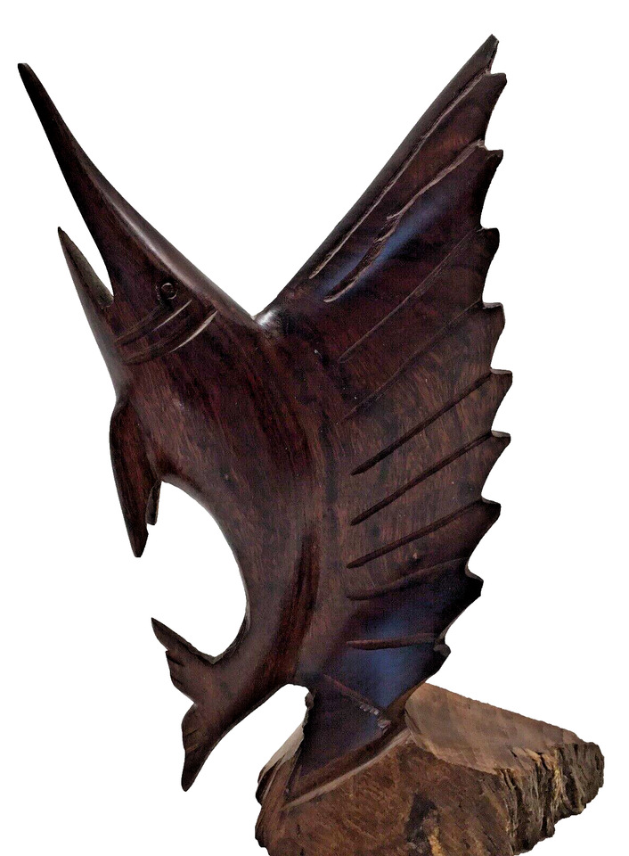 Ironwood Hand Carved Swordfish Figure 8” Fishing Nautical Coastal Beach ...