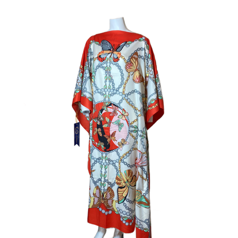 Silk Kaftan European Style Kimono Dress Maxi Tunic Robe Loungewear One ...
