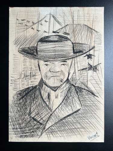 Vincent Van Gogh Drawing on paper (Handmade) signed and stamped mixed ...