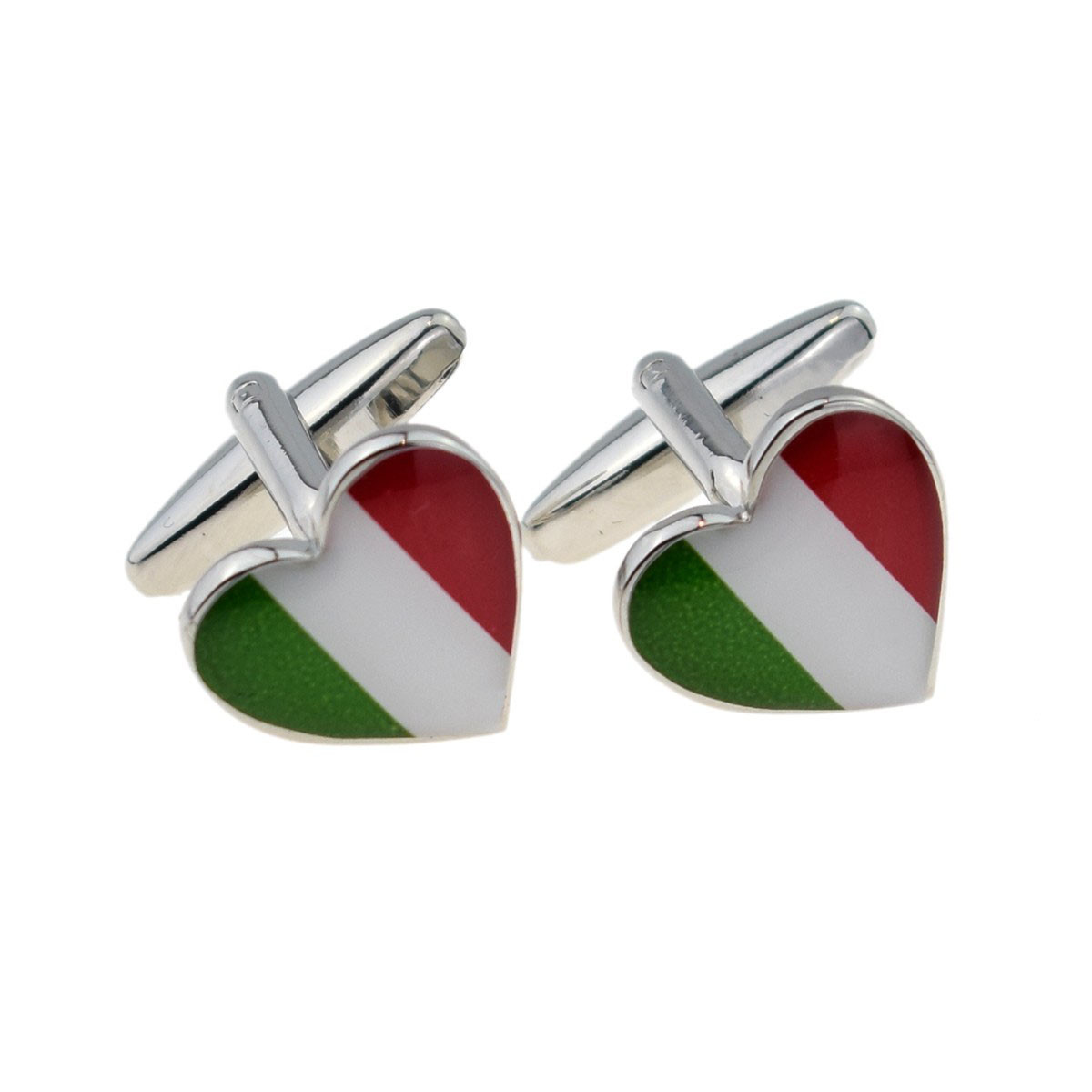 Italian Italy's Italia Flag Heart Shaped Cufflinks in a Cufflink Box ...