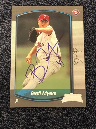 BRETT MYERS 2000 BOWMAN ROOKIE RC AUTOGRAPHED SIGNED AUTO BASEBALL CARD ...