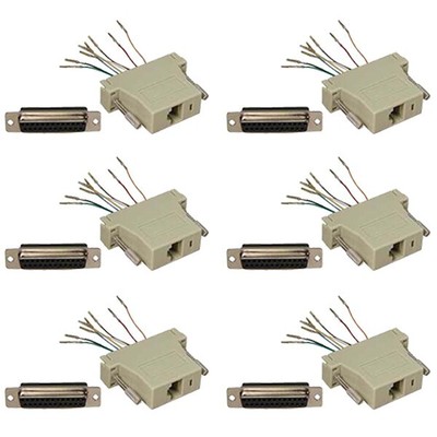 6 Pcs DB25 25-Pin Female to RJ45 8P8C Network Adapter Converter Modular ...