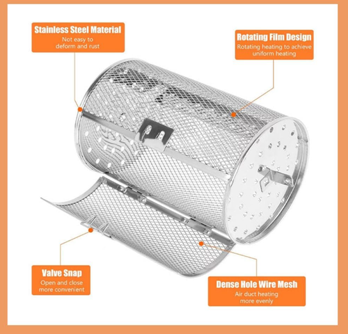 Chicken Wing Basket Automatic Wind Up 360 Rotisserie BBQ Grill Cage ...