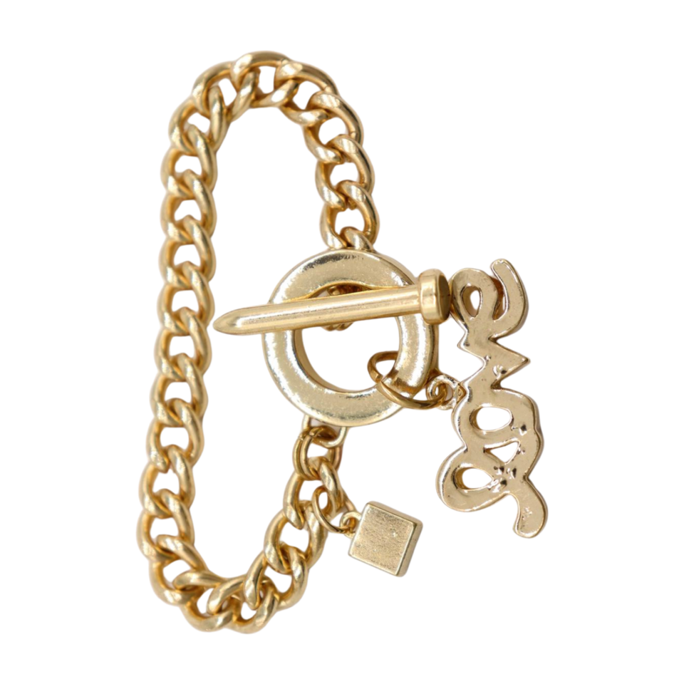 Women Gold Metal Chain Link Bracelet LOVE Charm Fashion Jewelry Fun ...