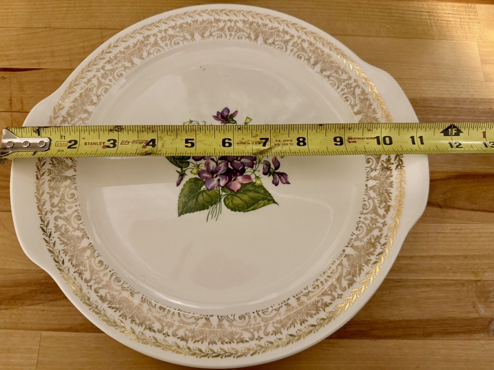 Vintage Cunningham & Pickett: SPRING VIOLET - cake plate 11" WARRENTED ...