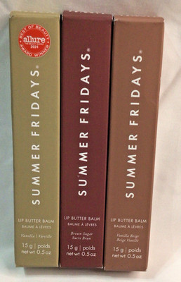 Summer Fridays Lip Butter Balm Trio: Vanilla, Vanilla Beige, and Brown ...