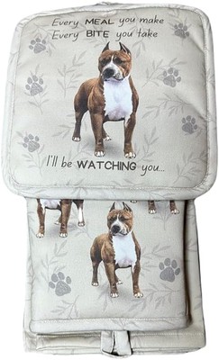 E&S Pets Pit Bull Dog 3 Piece Kitchen Set - Oven Mitt, Towel, Pot ...