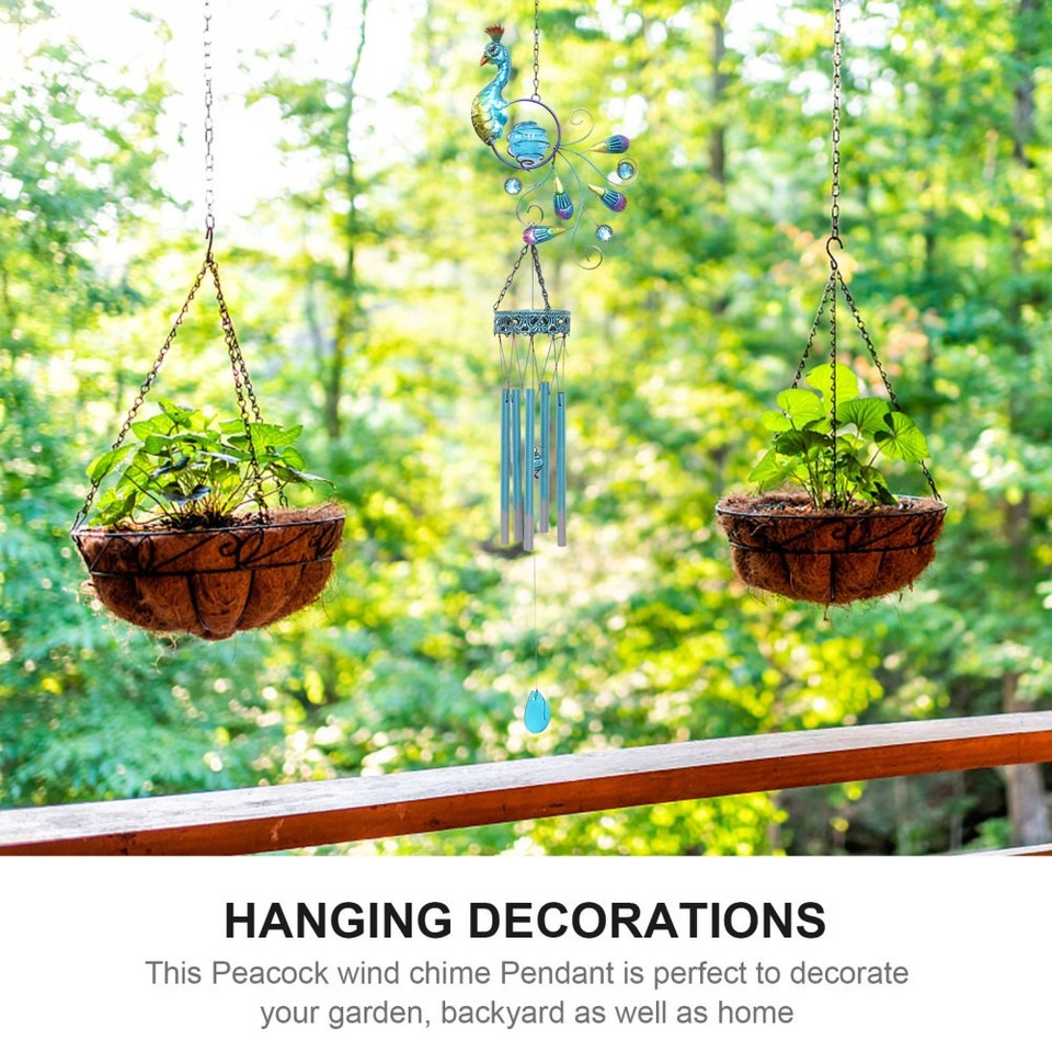 Hanging Solar Lights Outdoor Garden Creative Peacock Wind Chime Lamp ...