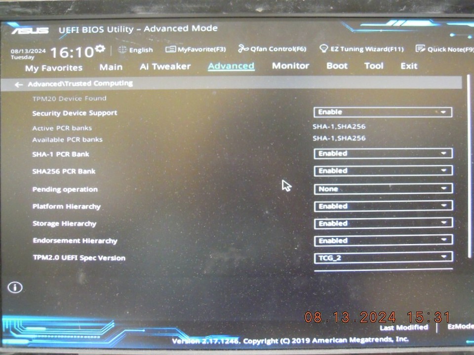 ASUS TPM-M R2.0 14.1 Pin Security Trusted Platform Module LPC E241819 ...