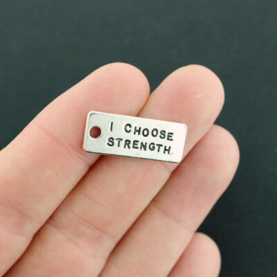 BULK 10 Strength Charms Antique Silver Tone - I choose strength 2 Sided ...