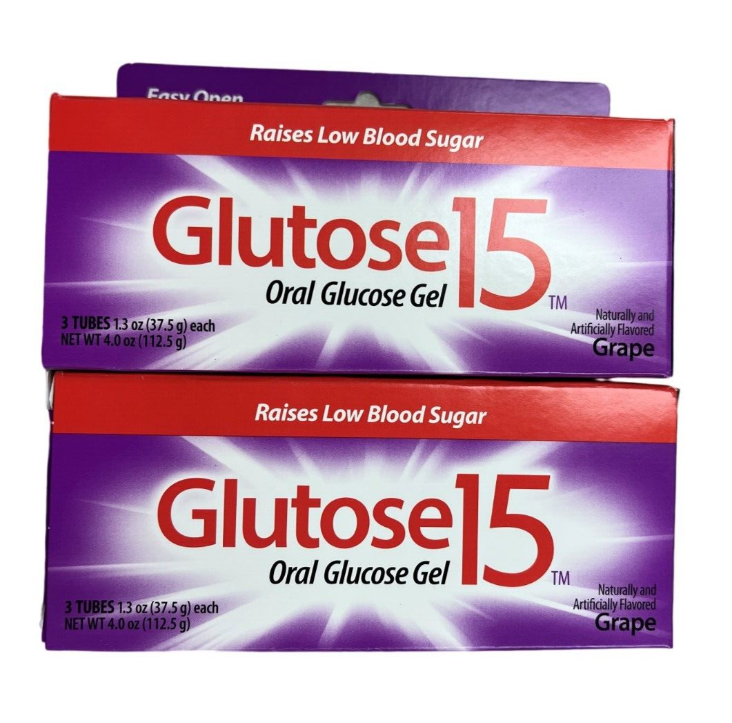 Glucose Gel GLUTOSE 15 GRAPE 3 tubes ( 2 pack ) 6 tubes total FRESH ...