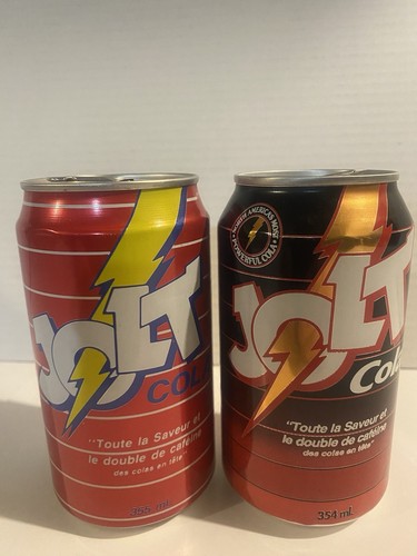 VINTAGE 2 JOLT COLA SODA CANS IN AMAZING SHAPE BOTH VERSIONS INCLUDED ...