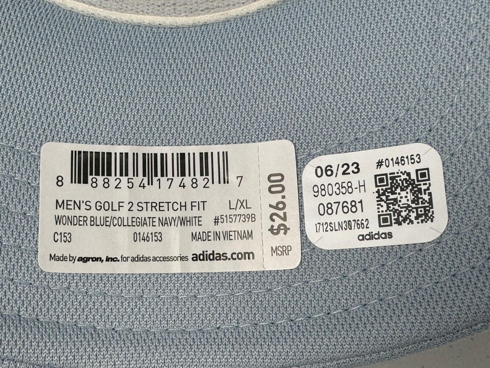 Adidas Mens Golf 2 Stretch-Fit Blue White Hat Cap Fairway Collection ...
