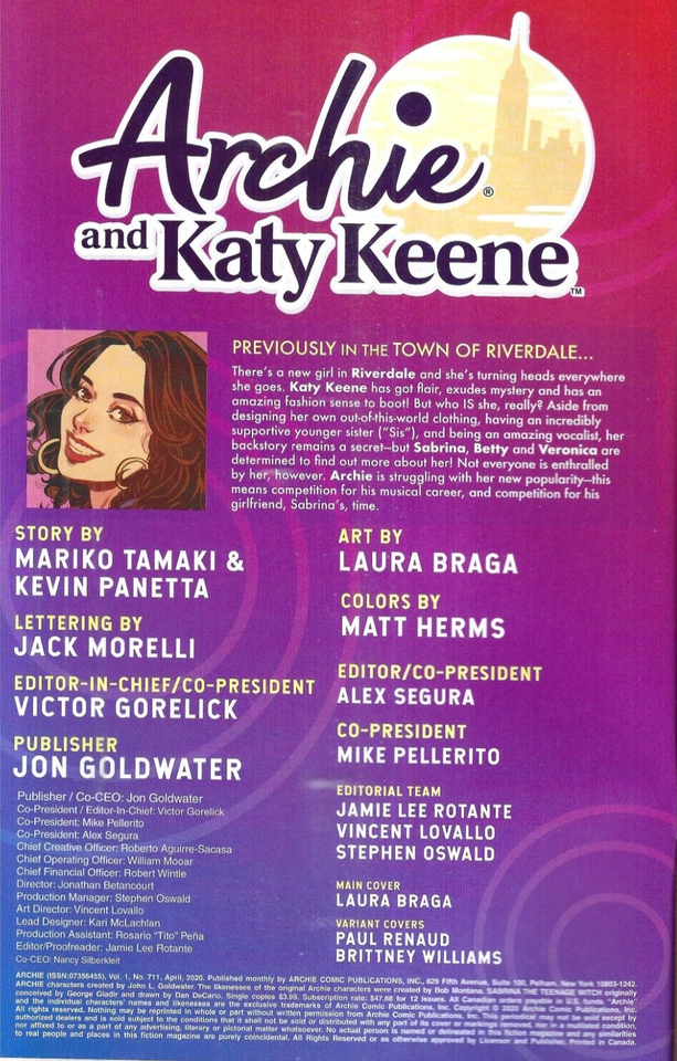 Archie and Katy Keene Comic 2 Cover C Variant Williams 2020 Mariko ...