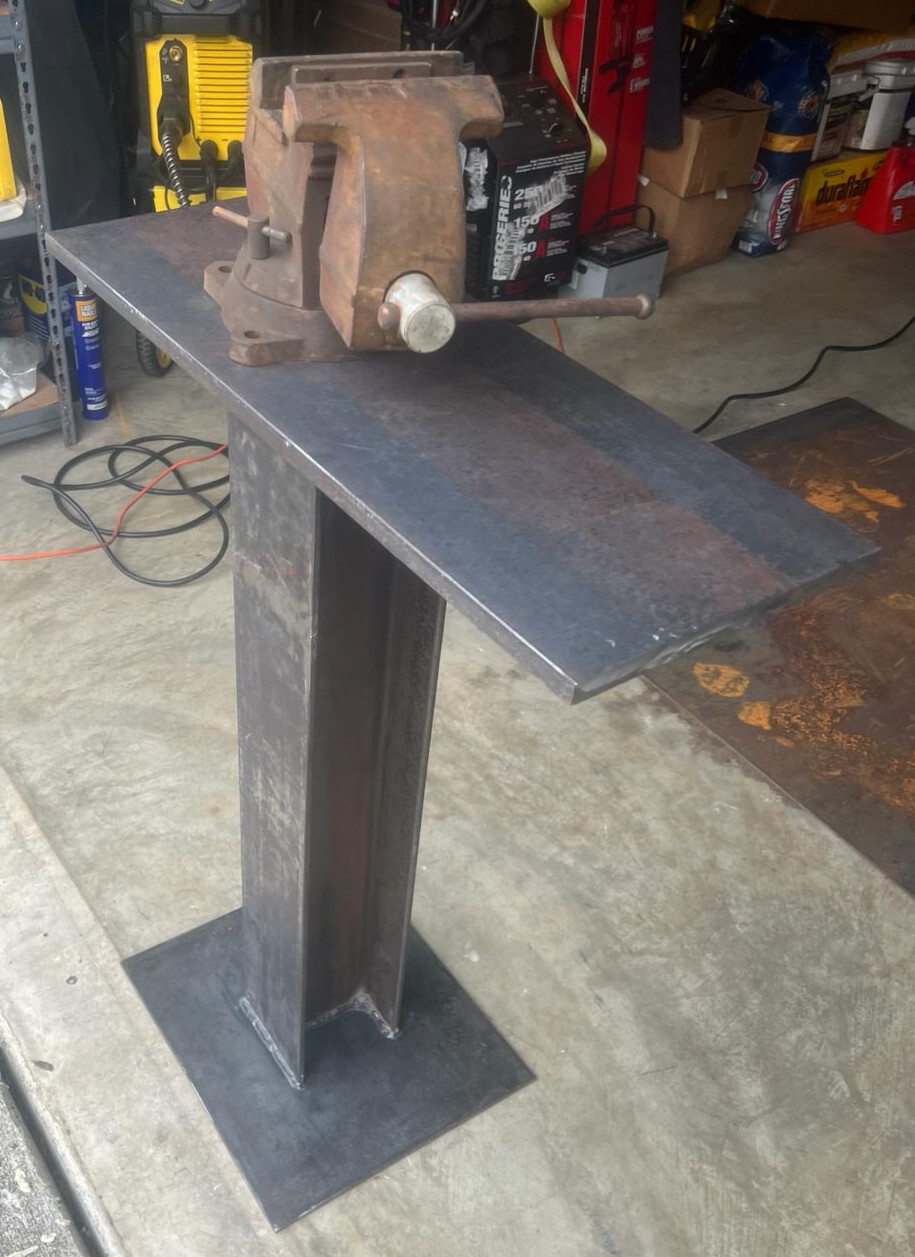 VISE STAND PEDESTAL, Heavy Duty I Beam Steel Stand, workbench, 33"x11 ...