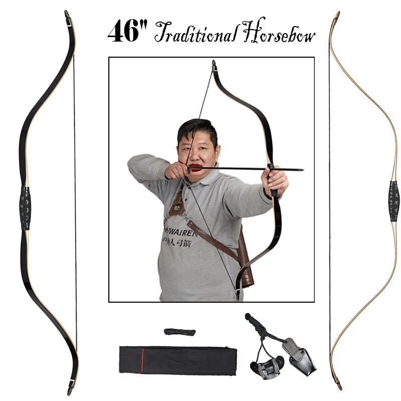 46" Toparchery Traditional Bow 25-50lbs Short Recurve Bow for Hunting ...