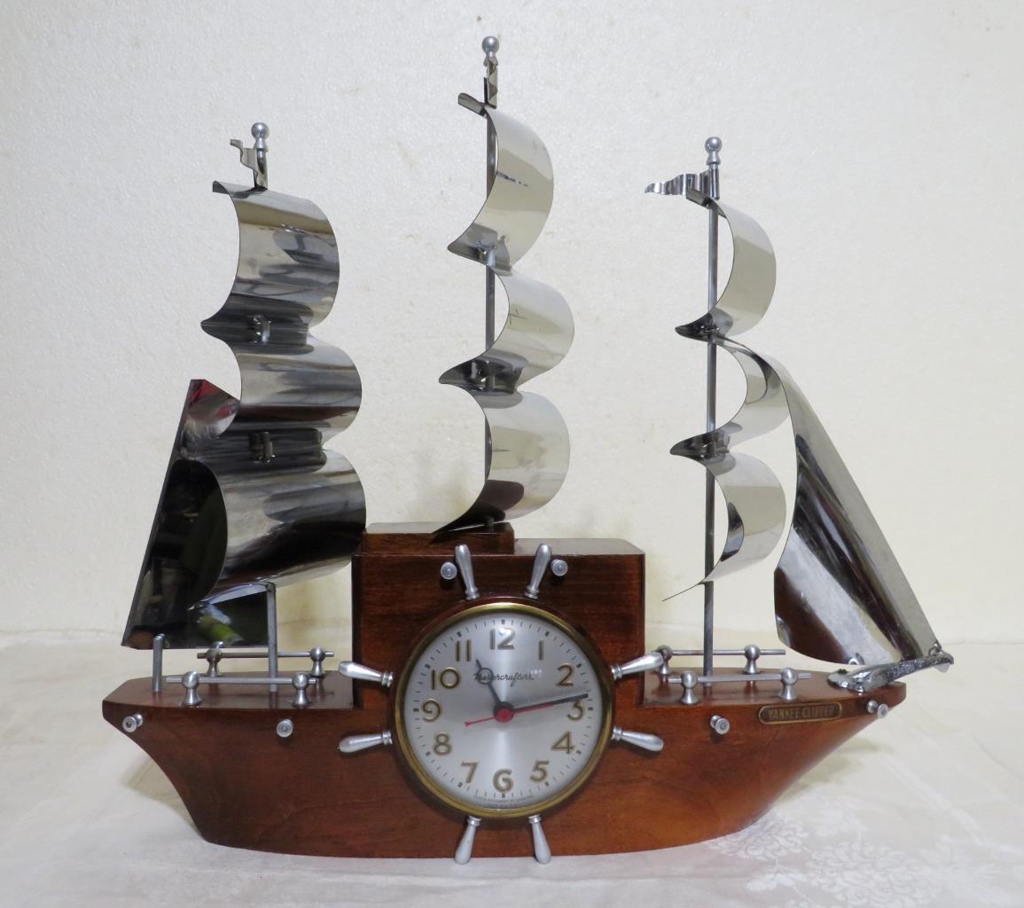Vintage Wood Sail Ship Boat Wheel Clock MCM Yankee Clipper ...