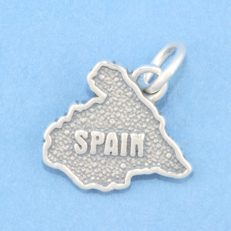 Spain Country Spanish Map 925 Solid Sterling Silver Charm 19mm 9/16 ...