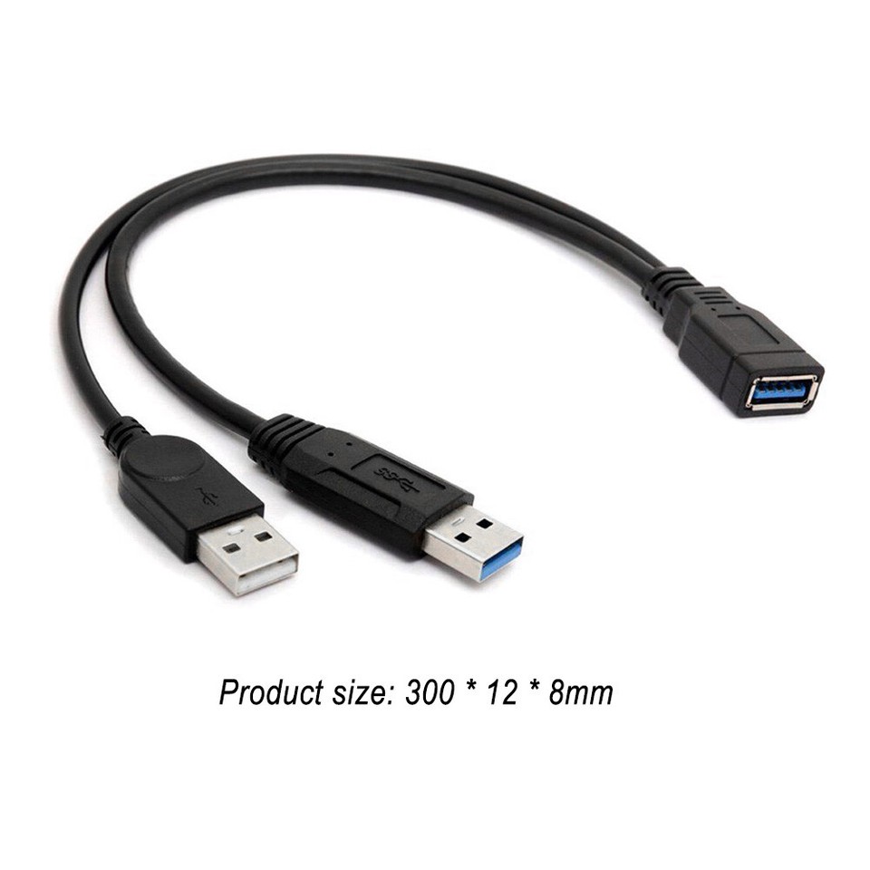 USB 3.0 Female to Dual USB Type A Male Extra Power Data Y Extension ...