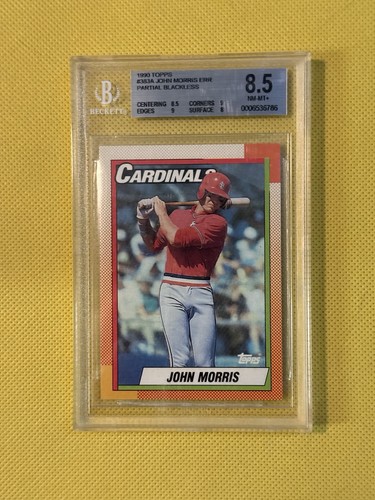 1990 Topps #383 John Morris BGS 8.5 PARTIAL BLACKLESS ERROR Graded M460 ...
